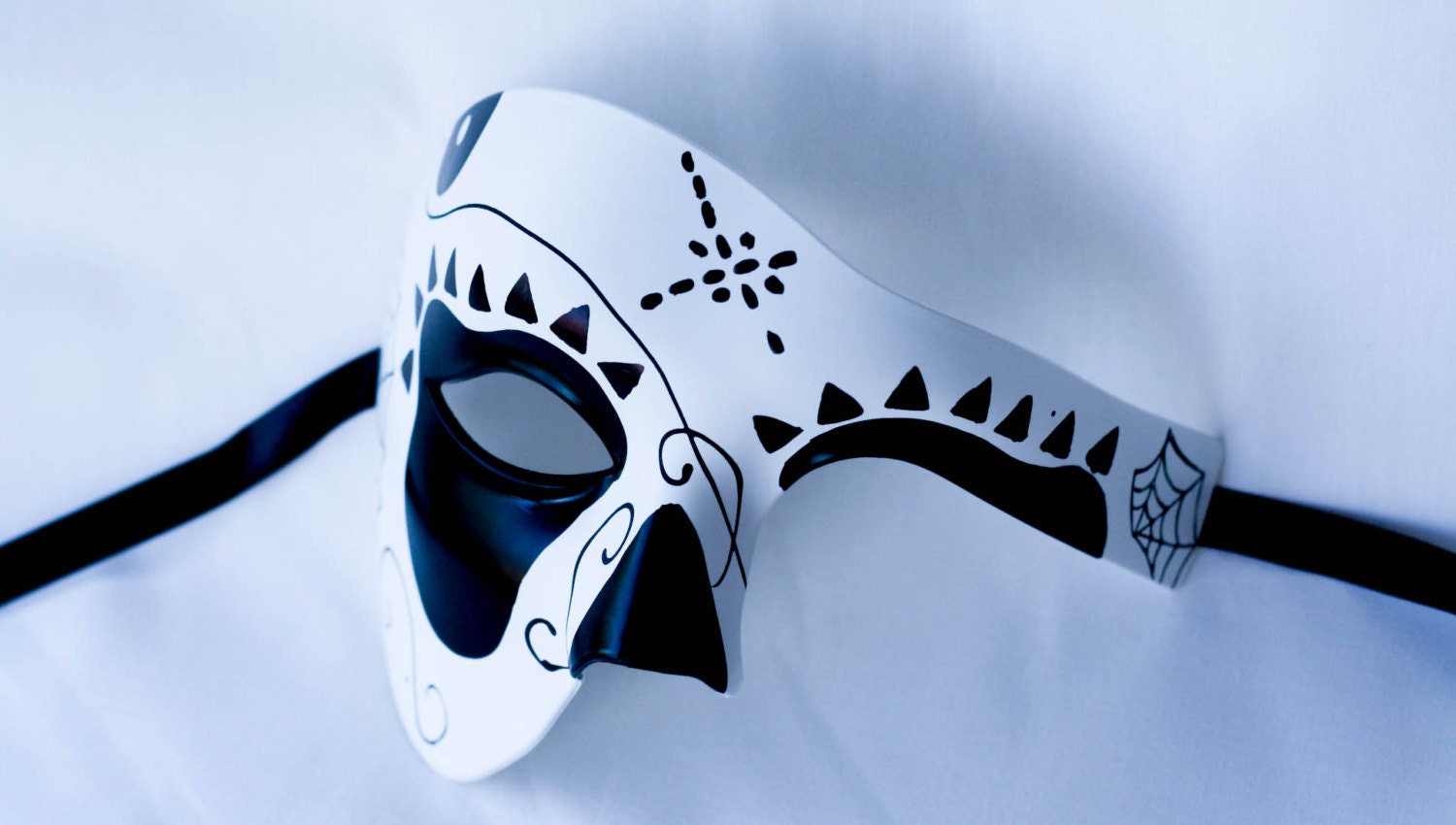Phantom Half Face Black and White Masquerade Mask for | Etsy