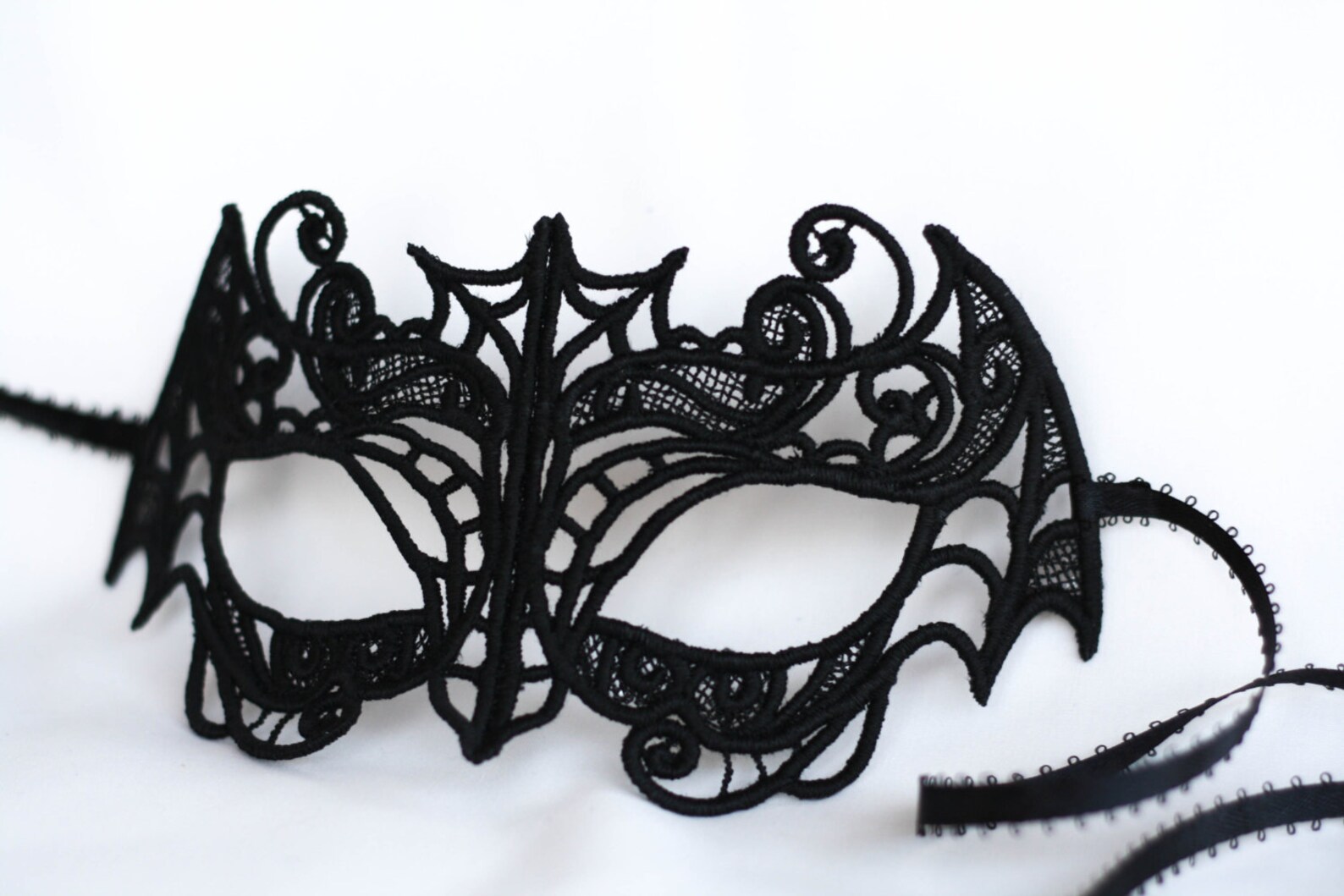 Black Lace Masquerade Bat Mask Halloween Masquerade Mask Fit - Etsy