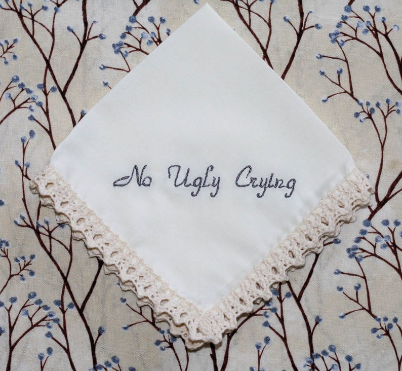 Wedding Ivory Embroidered Handkerchief No Ugly Crying Wedding | Etsy