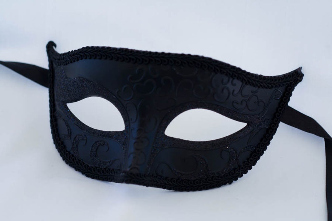 Black Glitter Phantom Masquerade Mask: Resin Party Mask - Etsy