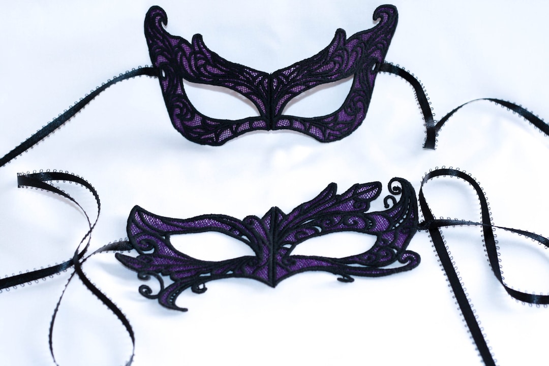 Couples Masquerade Masks, His and Her Masquerade Masks, Set of Two Lace ...