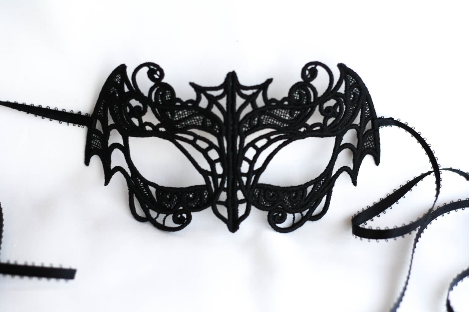 Black Lace Masquerade Bat Mask Halloween Masquerade Mask Fit | Etsy