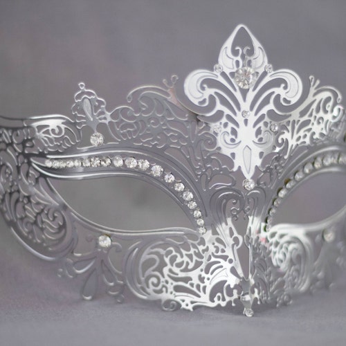 Silver Masquerade Masks Luxury Stick Masquerace Mask Woman | Etsy