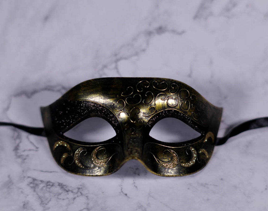 Phantom Gold Masquerade Mask Black Masquerade Phantom Mask - Etsy