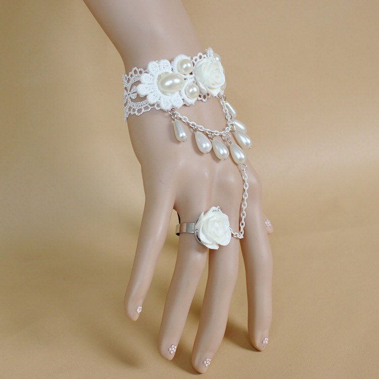 Wedding Jewelry White Lace With White Pearls and White - Etsy