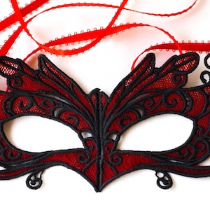 Red Lace Masquerade Mask, Red and Black Masquerade Mask Fit for ...