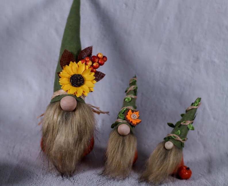 Set of Three Gnomes. Trio Gnomes for Fall Harvest Gnome - Etsy