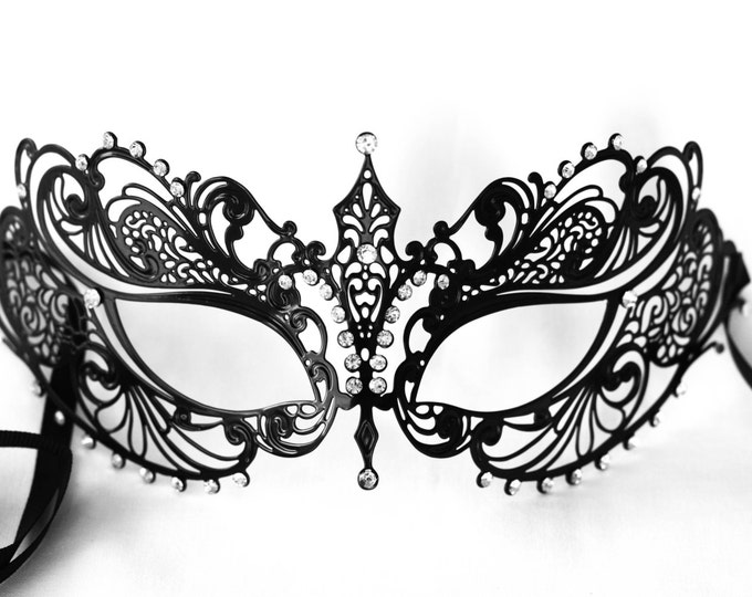 Black Lace Laser Cut Masquerade Mask, Wedding Mask, Prom Mask, Mardi ...