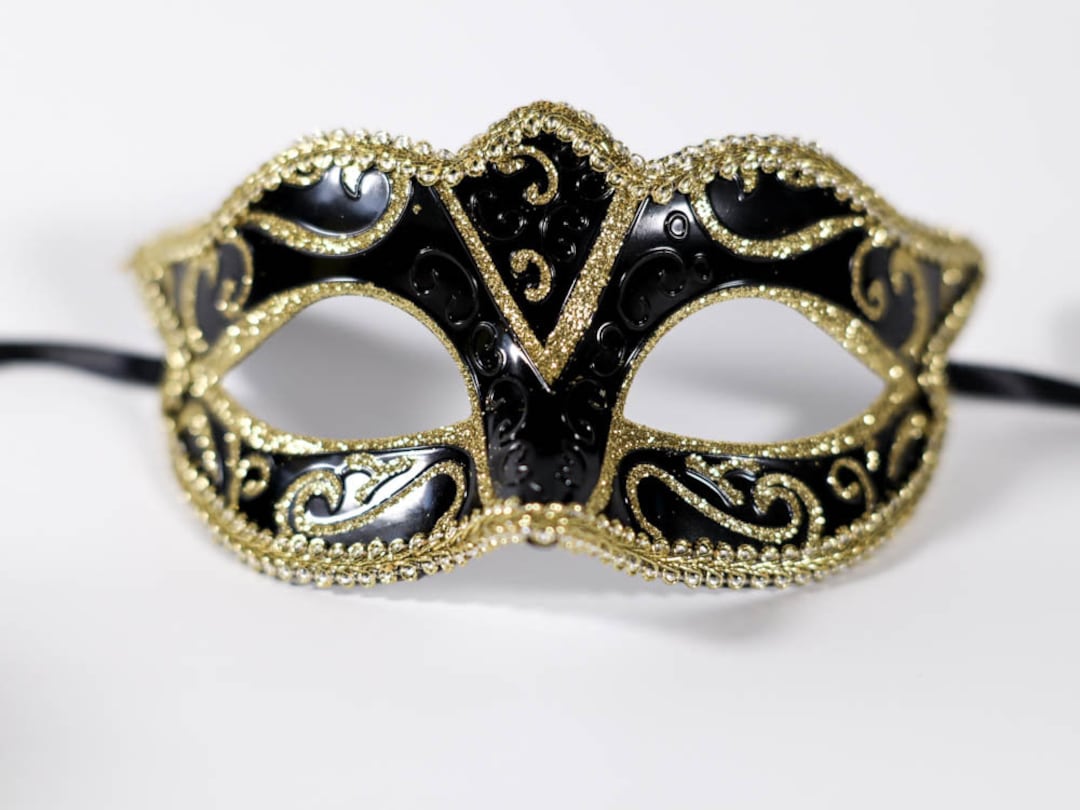 Phantom Gold Masquerade Mask, Black Masquerade Phantom Mask, - Etsy