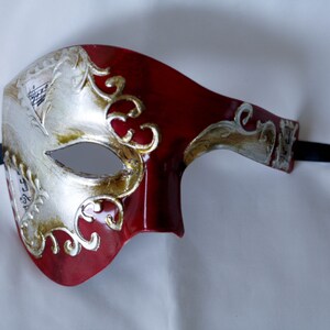 Phantom Masquerade Mask, Half Face Red Masquerade Mask for Masquerade ...