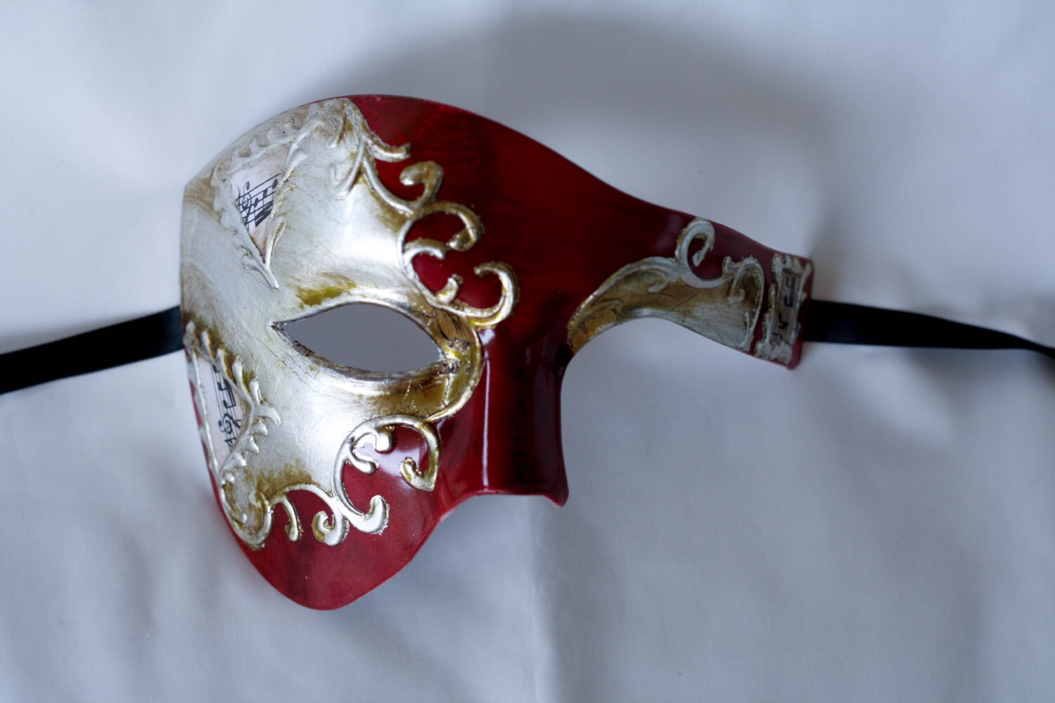 Phantom Masquerade Mask Half Face Red Masquerade Mask for - Etsy