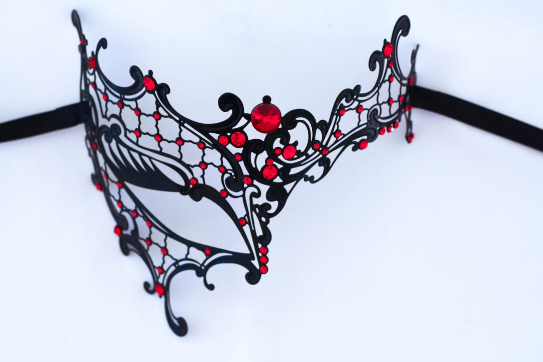 Black and Red Laser Cut Masquerade Metal Mask, Masquerade Metal Mask ...