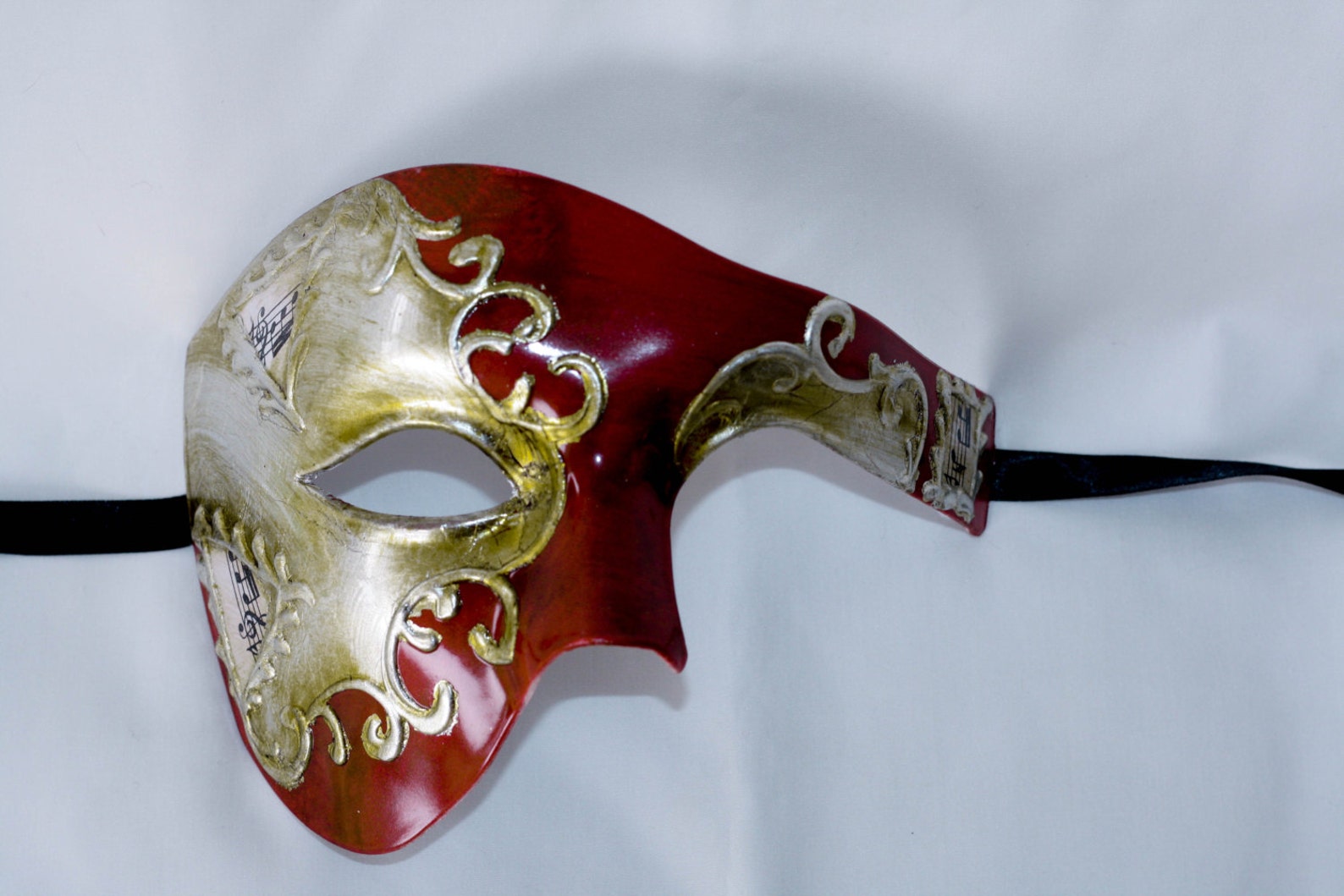 Phantom Masquerade Mask Half Face Red Masquerade Mask for - Etsy