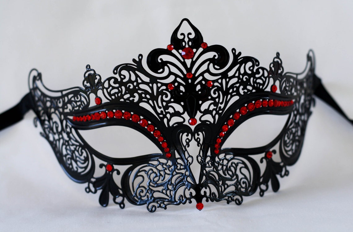 Masquerade Mask Laser Cut Metal Black Masquerade Mask With - Etsy
