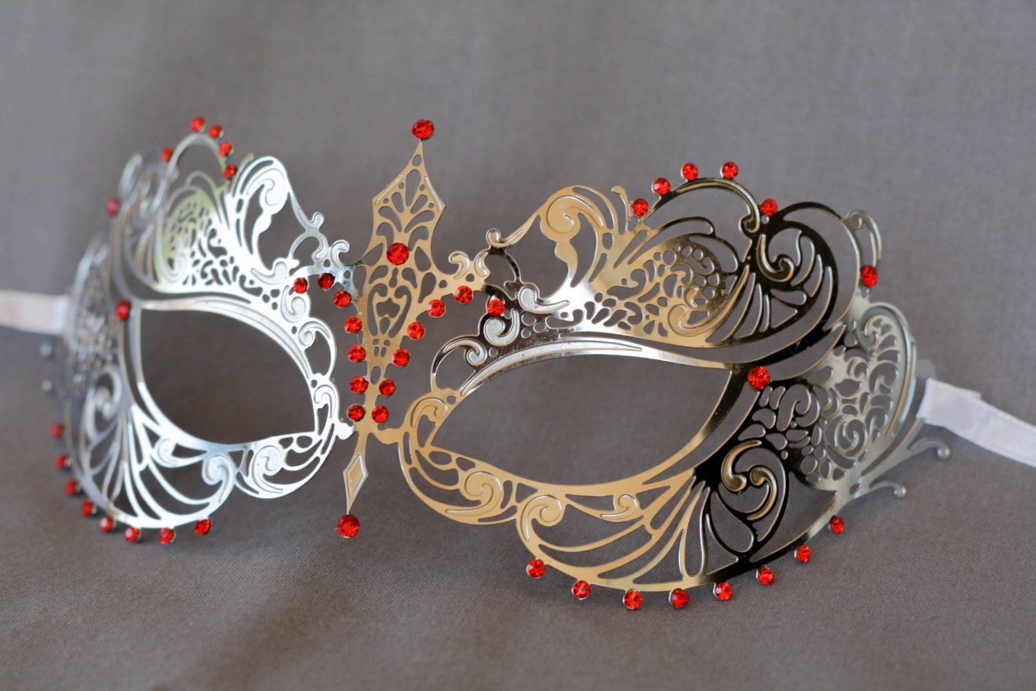 Silver Metal Lace Masquerade Mask, Grey Lace Laser Cut Masquerade Mask ...