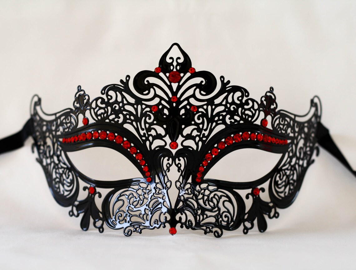 Masquerade Mask Laser Cut Metal Black Masquerade Mask With - Etsy