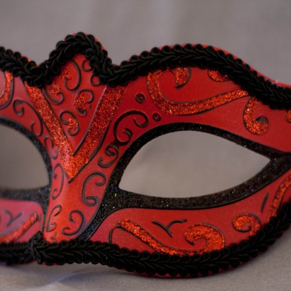 Black and Red Male Masquerade Mask - Etsy