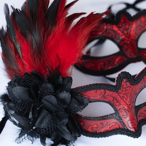 Red and Black Phantom His and Hers Couples Masquerade Masks for ...