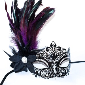 Masquerade Mask, Masquerade Mask With Flower, a White Gem and Purple ...