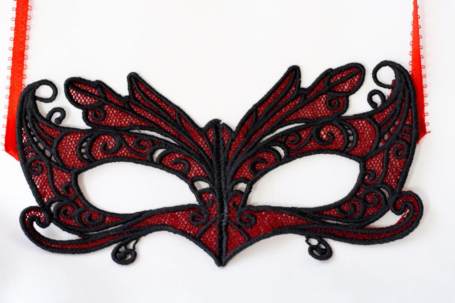 Red Lace Masquerade Mask, Red and Black Masquerade Mask Fit for ...