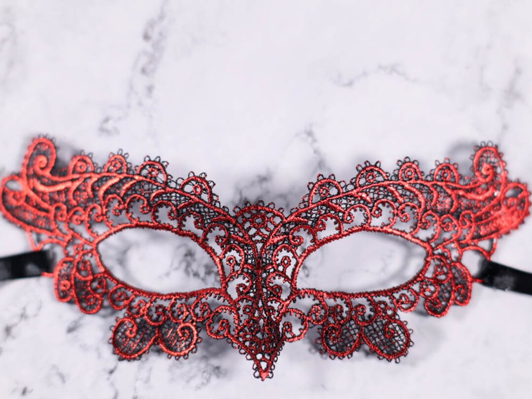 Masquerade Mask, Lace Mask, Red Masquerade Lace Mask Fit for Masked ...
