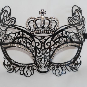 Black Lace Masquerade Mask, Laser Cut Black Metal Mask Perfect for Prom ...