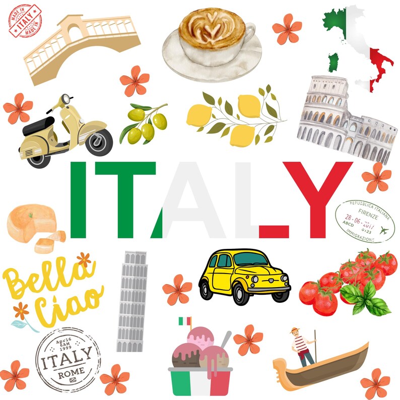 Italy Travel Clip Art-world Culture Italy Eps Png Instant Download - Etsy