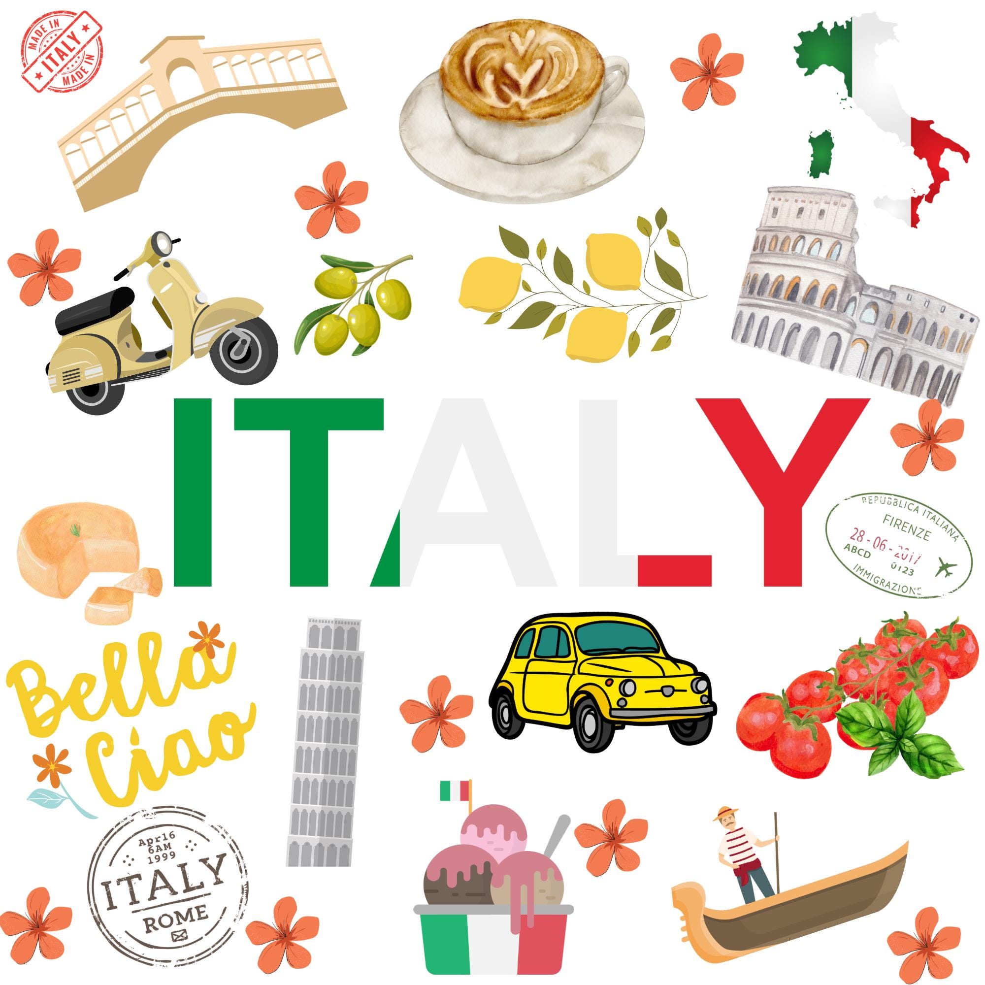 Italy Travel Clip Art-world Culture- Italy Eps Png Instant Download - Etsy