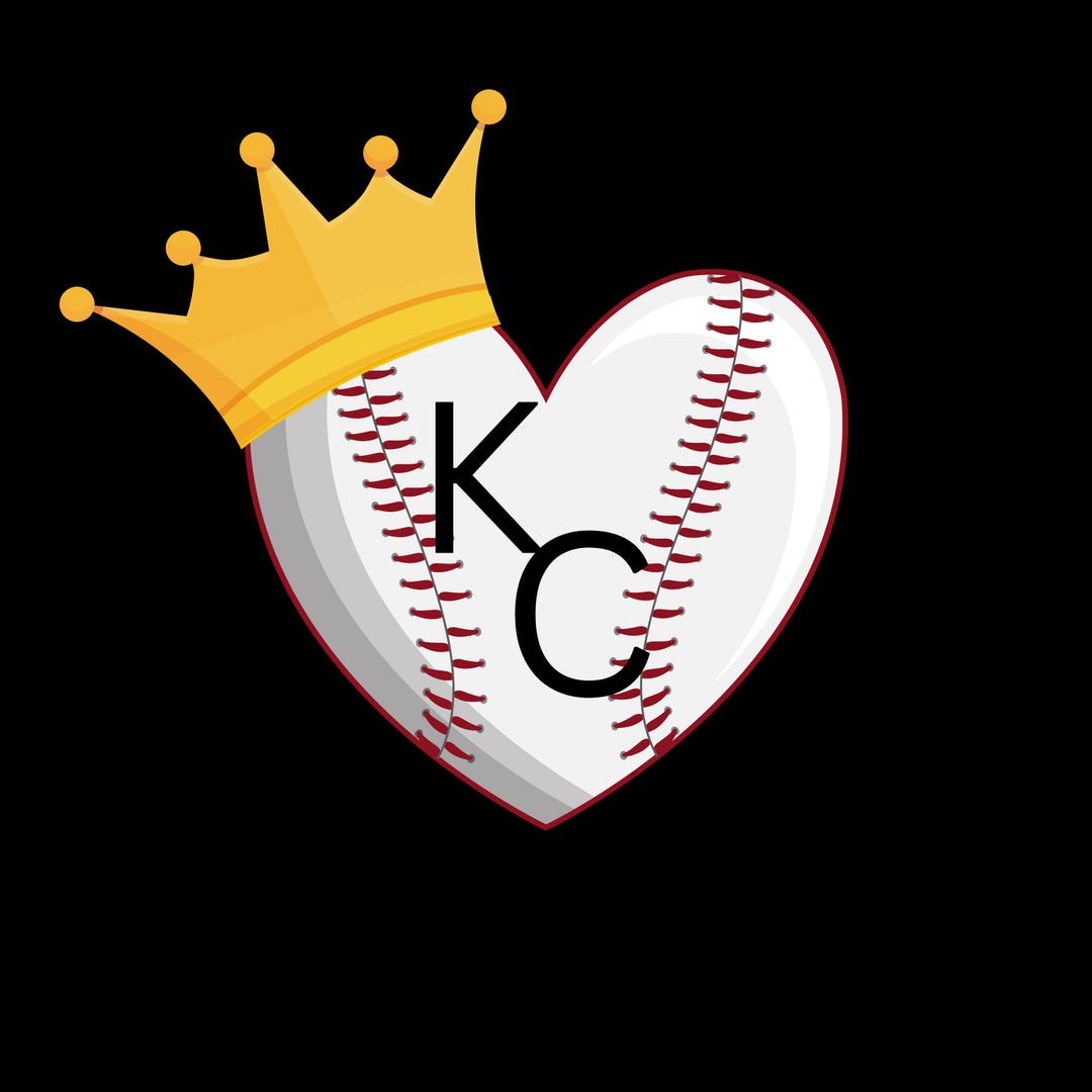 Baseball Heart Wearing Crown KC Kansas City - Etsy