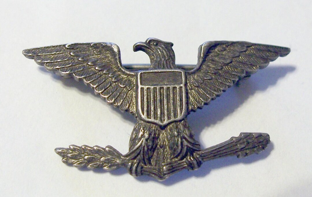 WWII Military Sterling Eagle Pin ~ Shold-r-form ~ Majestic Eagle With Insignia ~ Hallmarked ~ 5. ...
