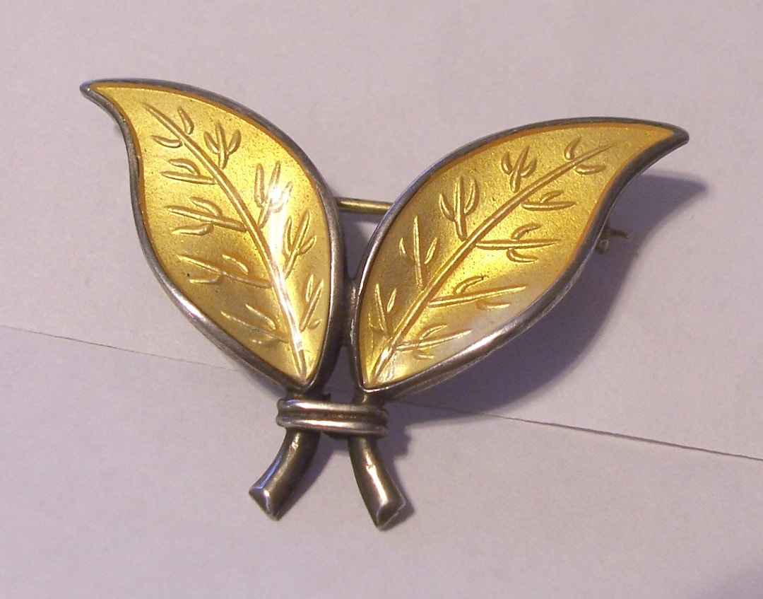 Classic DAVID ANDERSEN Norway Sterling Silver Brooch ~ Yellow Enamel ...
