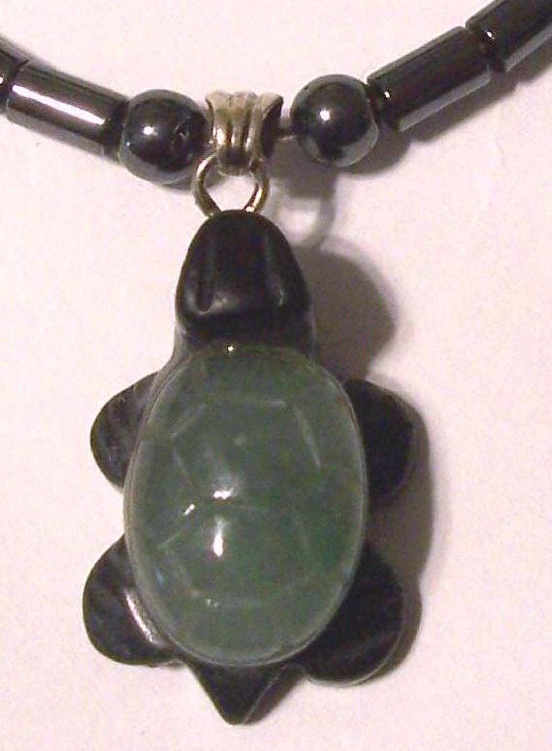 Vintage Jade Turtle Pendant on 20" Hematite Necklace ~ Jade and Hematite Accents ~ Adorable ...