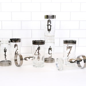 Mid-century Drinks by the Numbers Glasses, Rare Vintage Silver Band ...