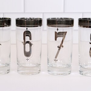 Mid-century Drinks by the Numbers Glasses, Rare Vintage Silver Band ...