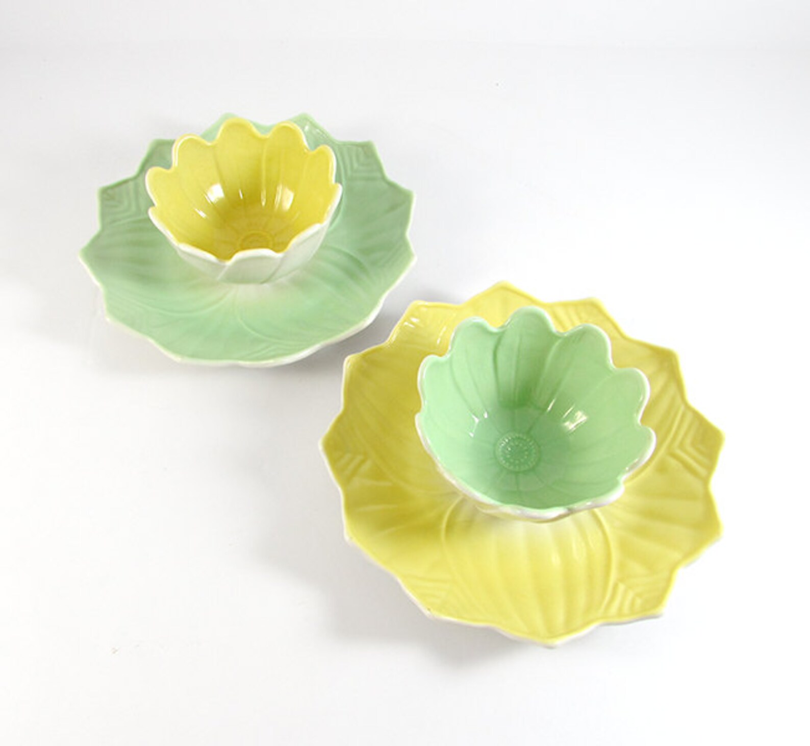 Vintage Pastel Lotus Blossom Plates and Bowls by Fire King - Etsy