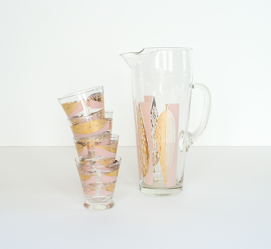 Mid-century Fred Press Pink Gold Fish Cocktail Set, Vintage Mod Fred ...