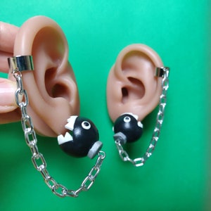 Chain Chomp Cuff Earrings Pair cuff Earrings With Chain - Etsy
