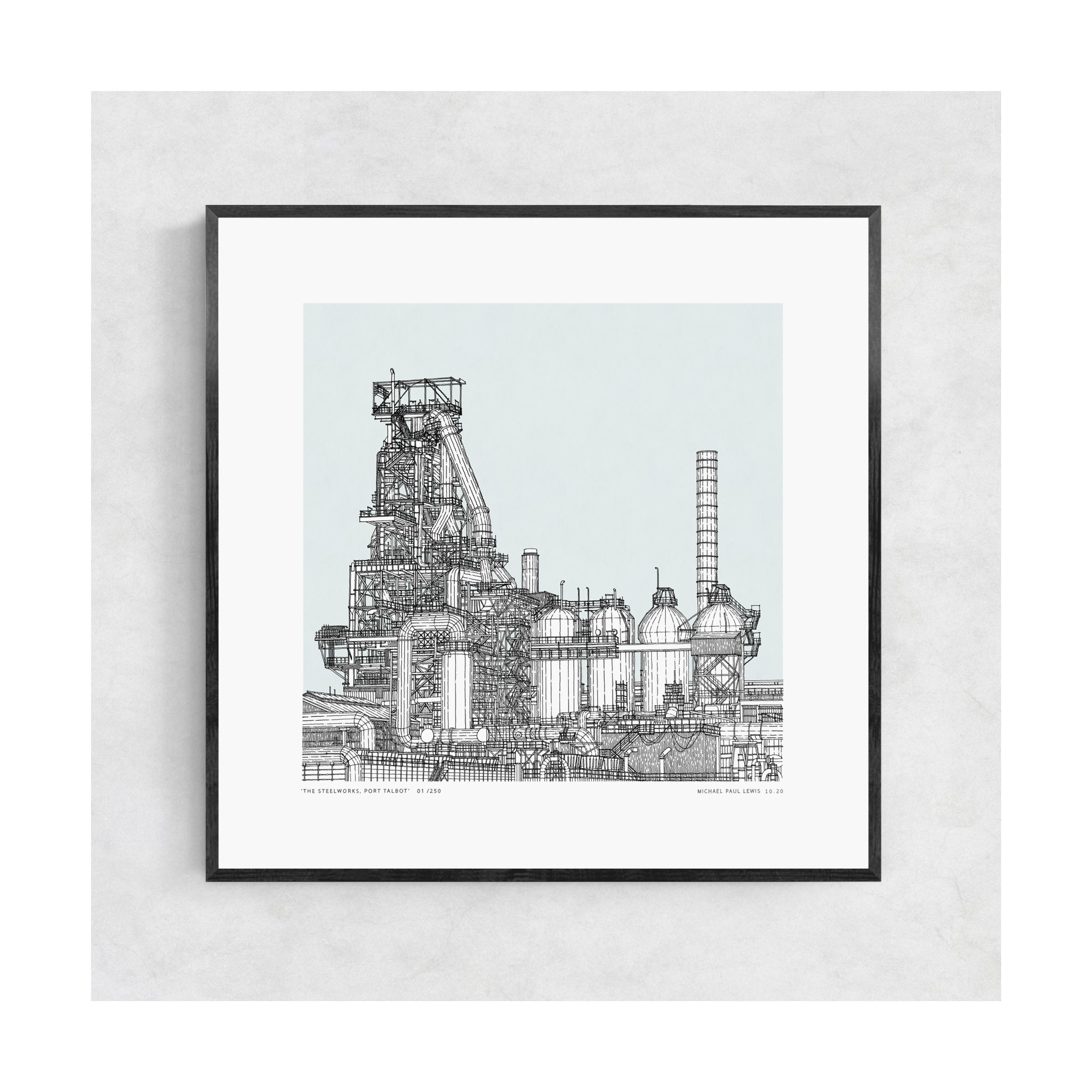 Port Talbot Steelworks Print: Hand Drawn Limited Edition Architectural ...