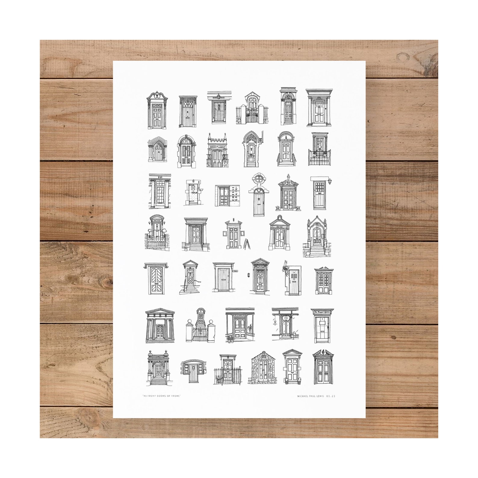 40 Front Doors of Frome Hand Drawn Print | Frome Illustration | Frome ...