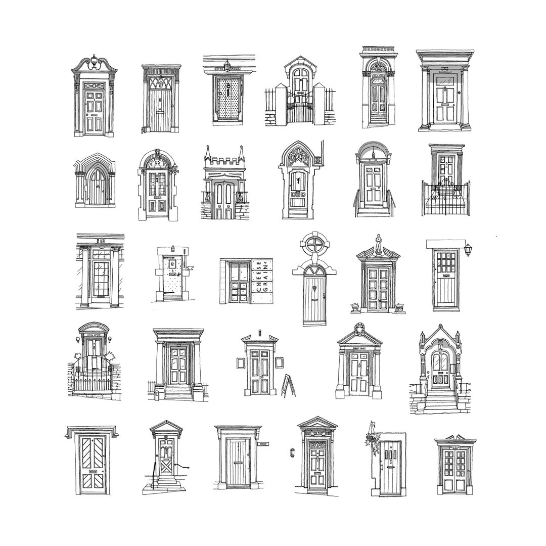 40 Front Doors of Frome Hand Drawn Print | Frome Illustration | Frome ...