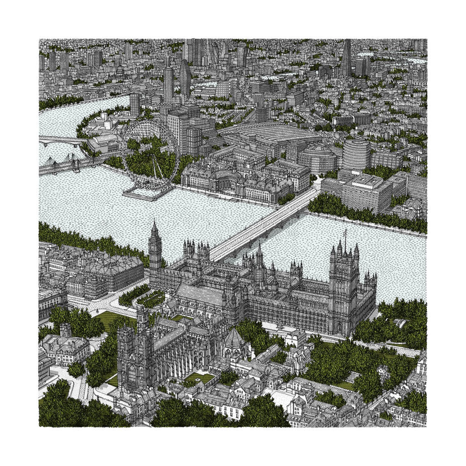 London Hand Drawn Print | London Illustration | London Drawing | London ...