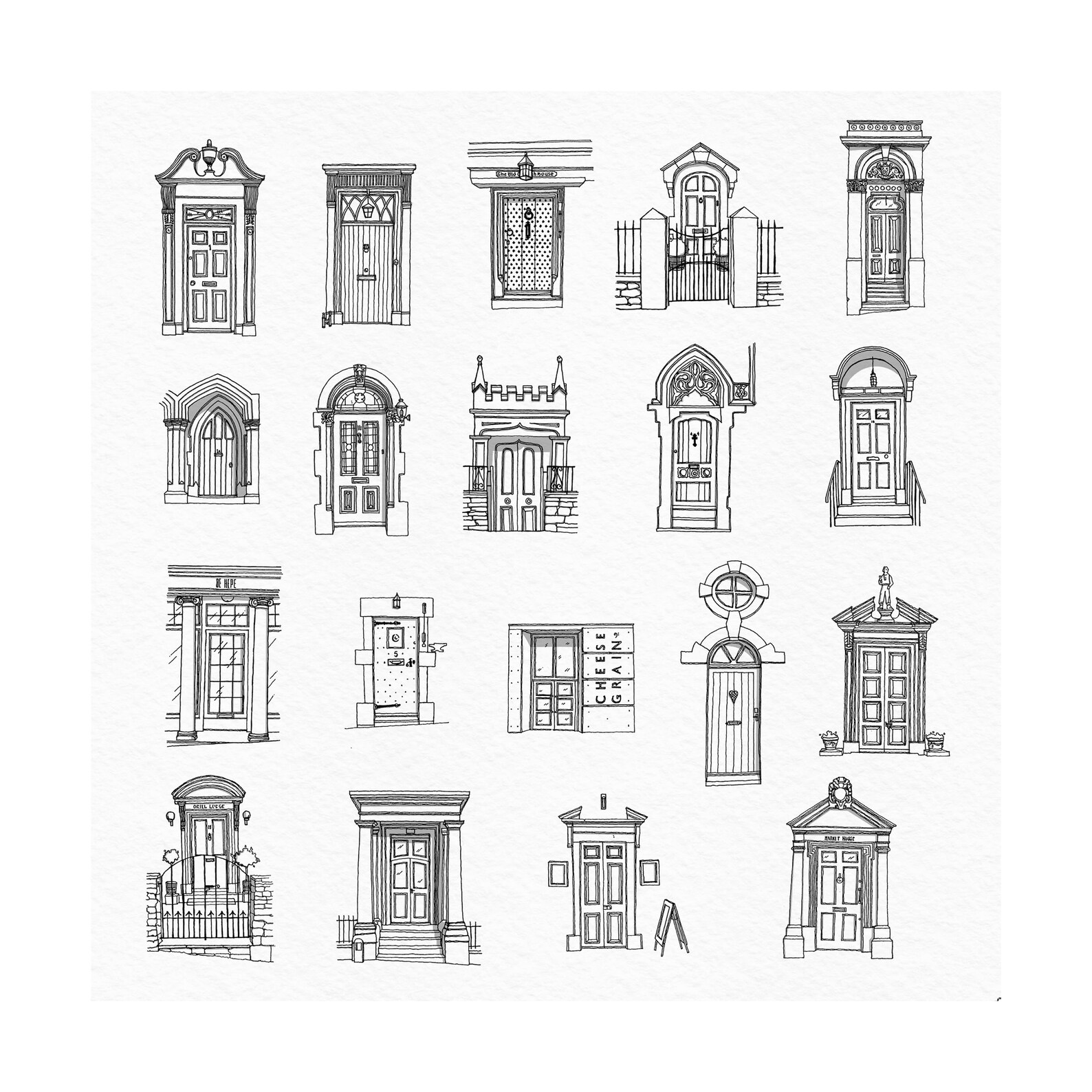 40 Front Doors of Frome Hand Drawn Print | Frome Illustration | Frome ...