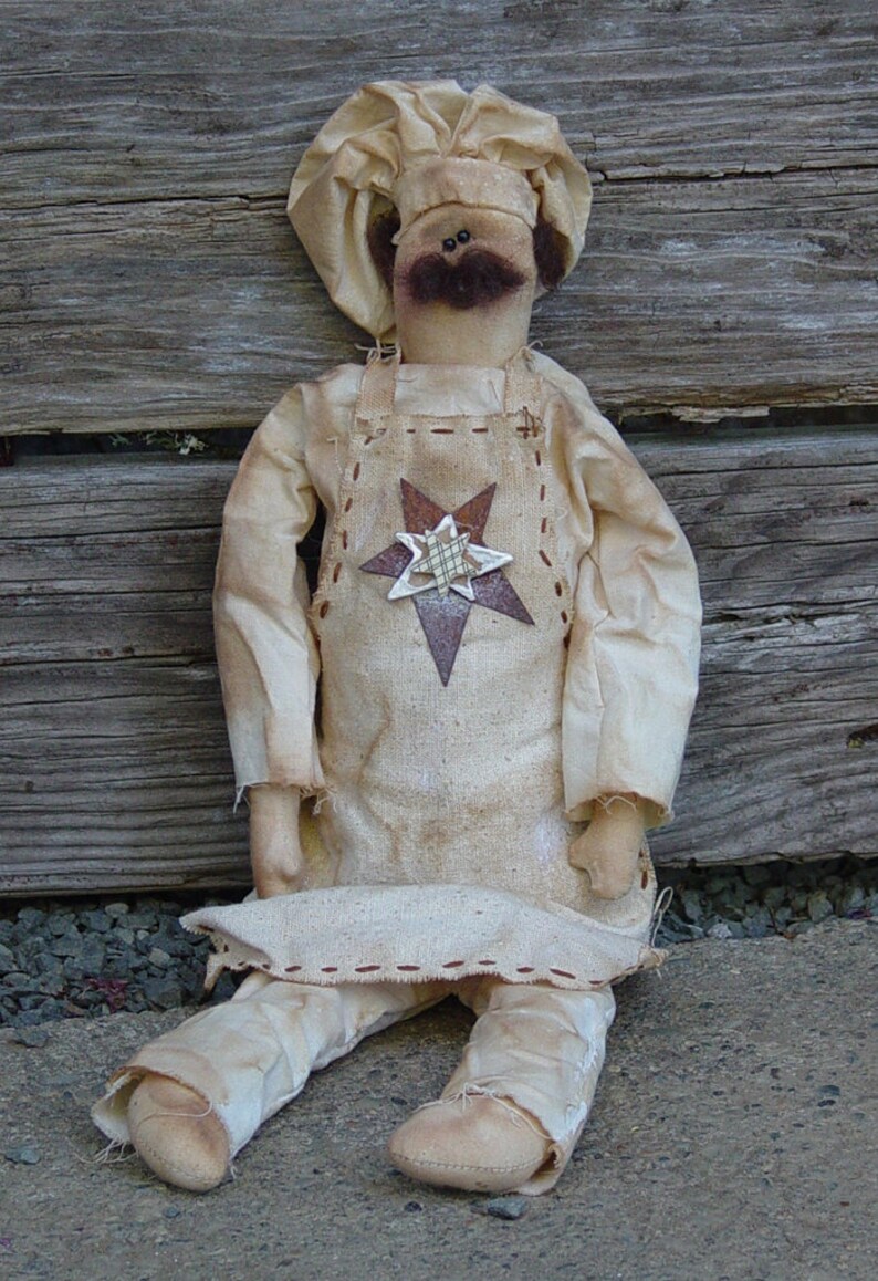 Pattern: Francois 18 Primitive Chef Rag Doll | Etsy