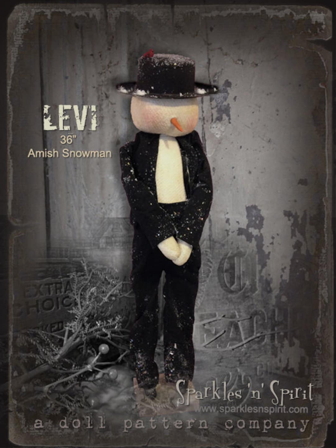 Pattern: Levi - 36" Amish Snowman - Etsy