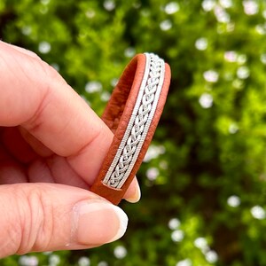 Sami Leather Bracelets With a Braid of Flat Pewter Threads and Flat ...