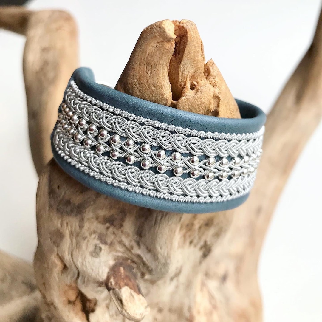 Traditional Sami Inspired Leather Cuffs, With Pewter Threads Braids and ...