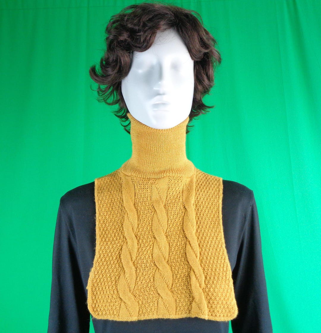 Vintage Cable Knit Dickie: 70s-80s Acrylic Sweater Bib Pullover Top ...
