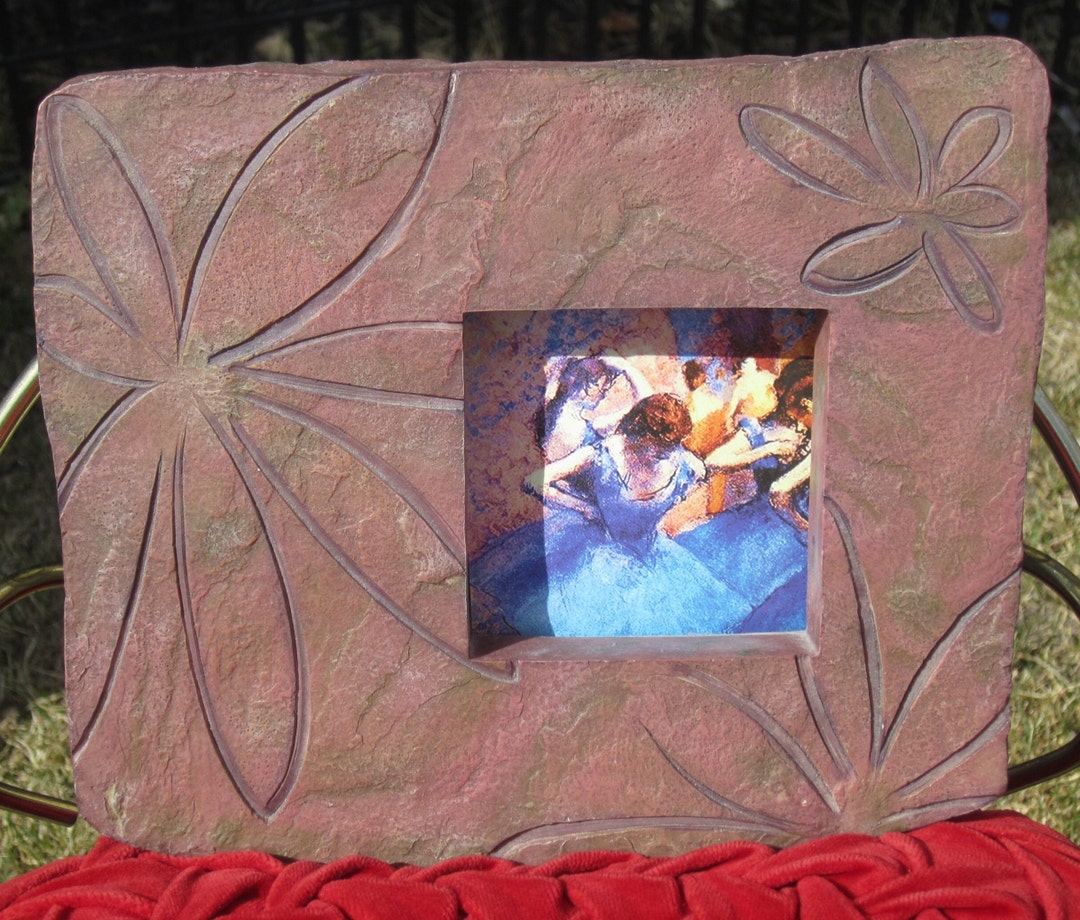 Art Collectible Music Box Picture Frame Pink Purple Green Floral Rustic ...