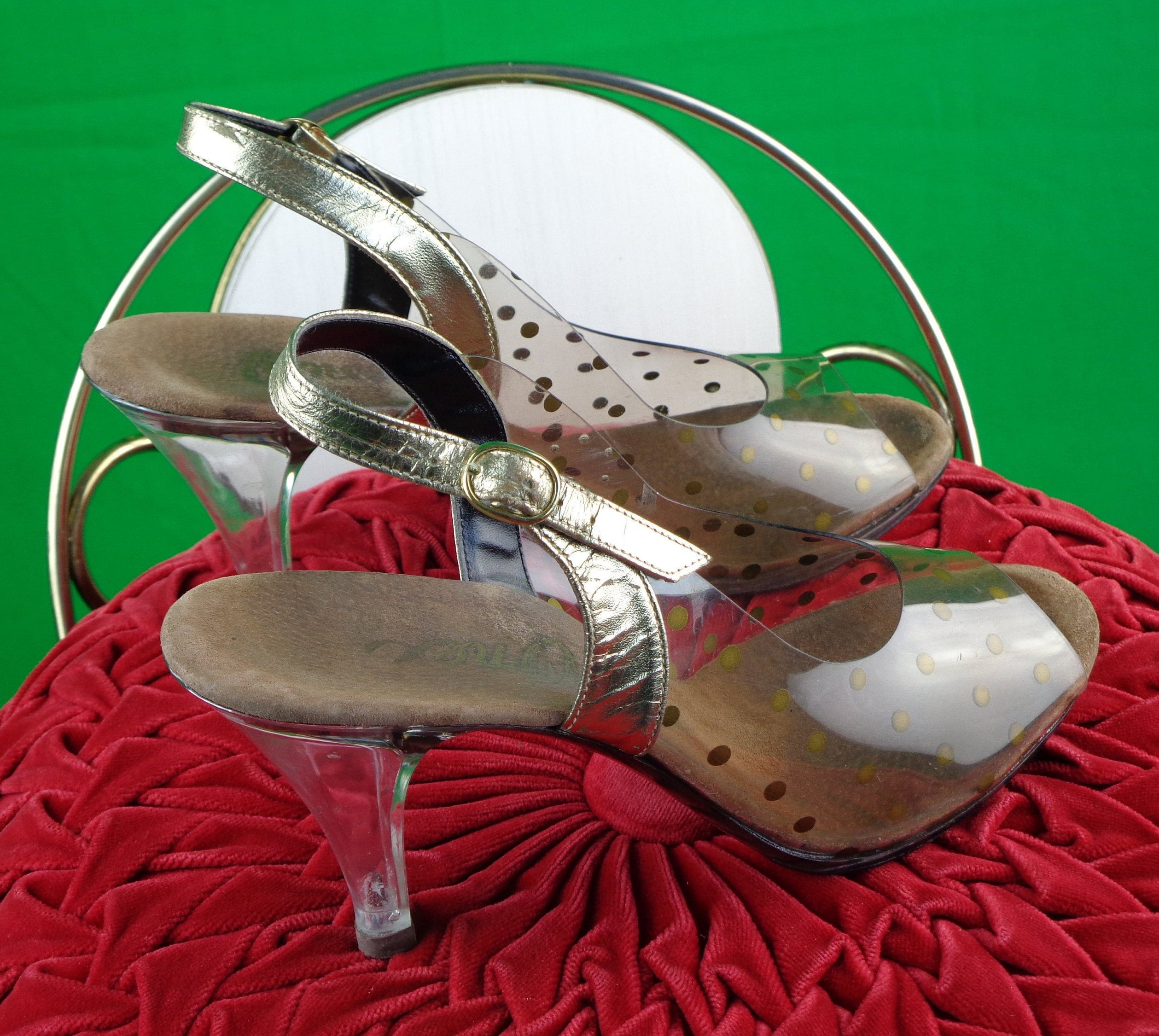 60s 70s Vintage Retro Womens Pumps Sandals Shoes Heels Size 8 Euro 39 ...