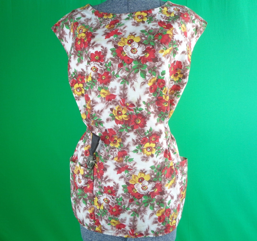 Women Girl Clothing Feed Sack Smock Apron Red Yellow Brown White Cotton ...